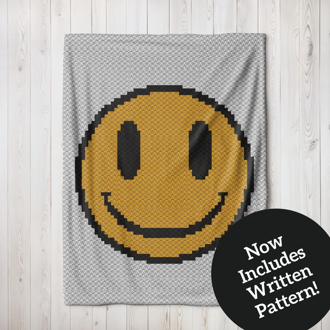 C2C Smiley Blanket Crochet Pattern | Smiley Face Blanket | C2C Crochet ...