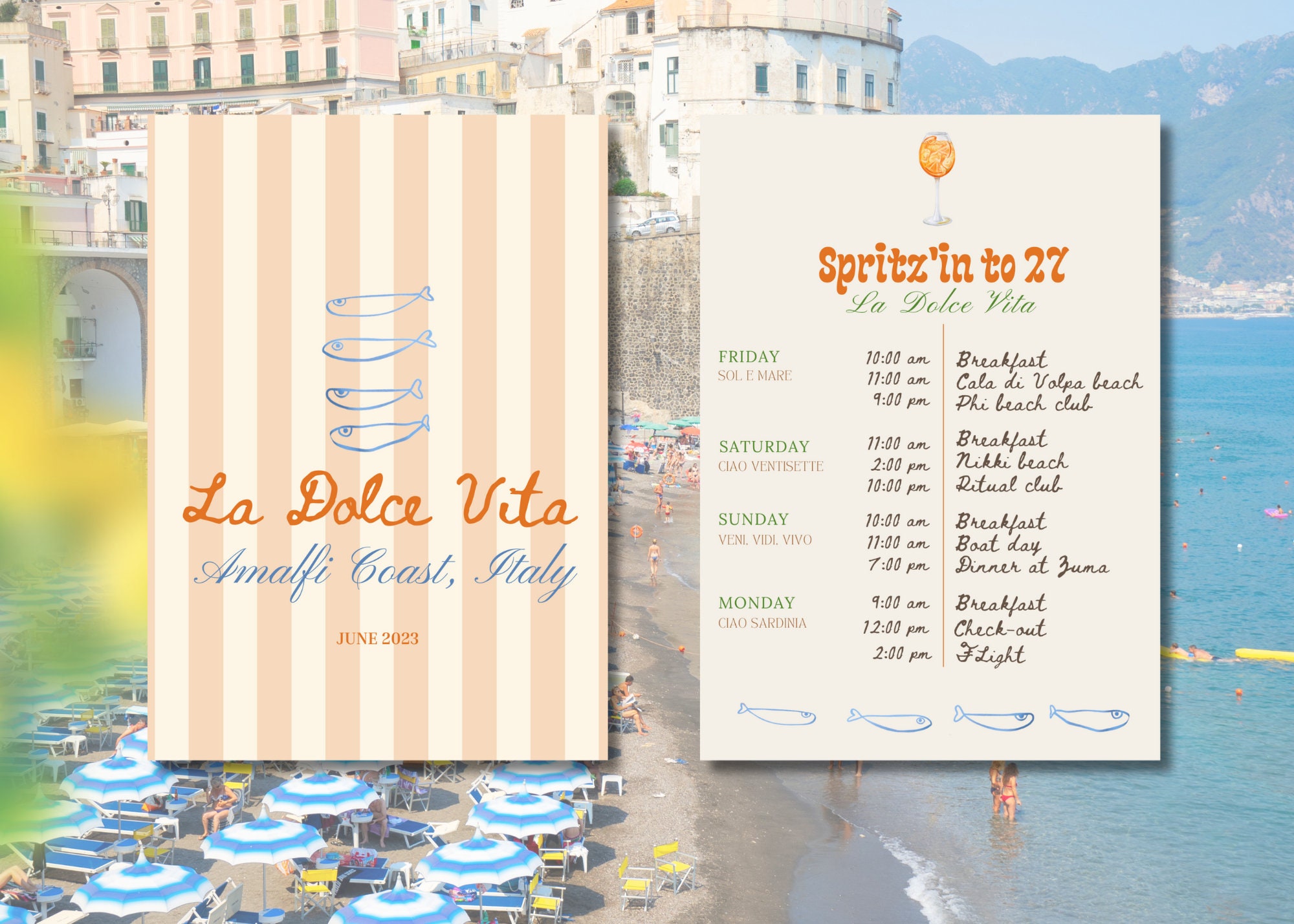 Italian Coastal Birthday Invitation, Digital Download Itinerary ...