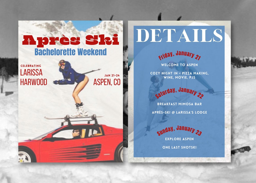 Vintage Ski Bachelorette Invitation, Digital Download Bachelorette ...