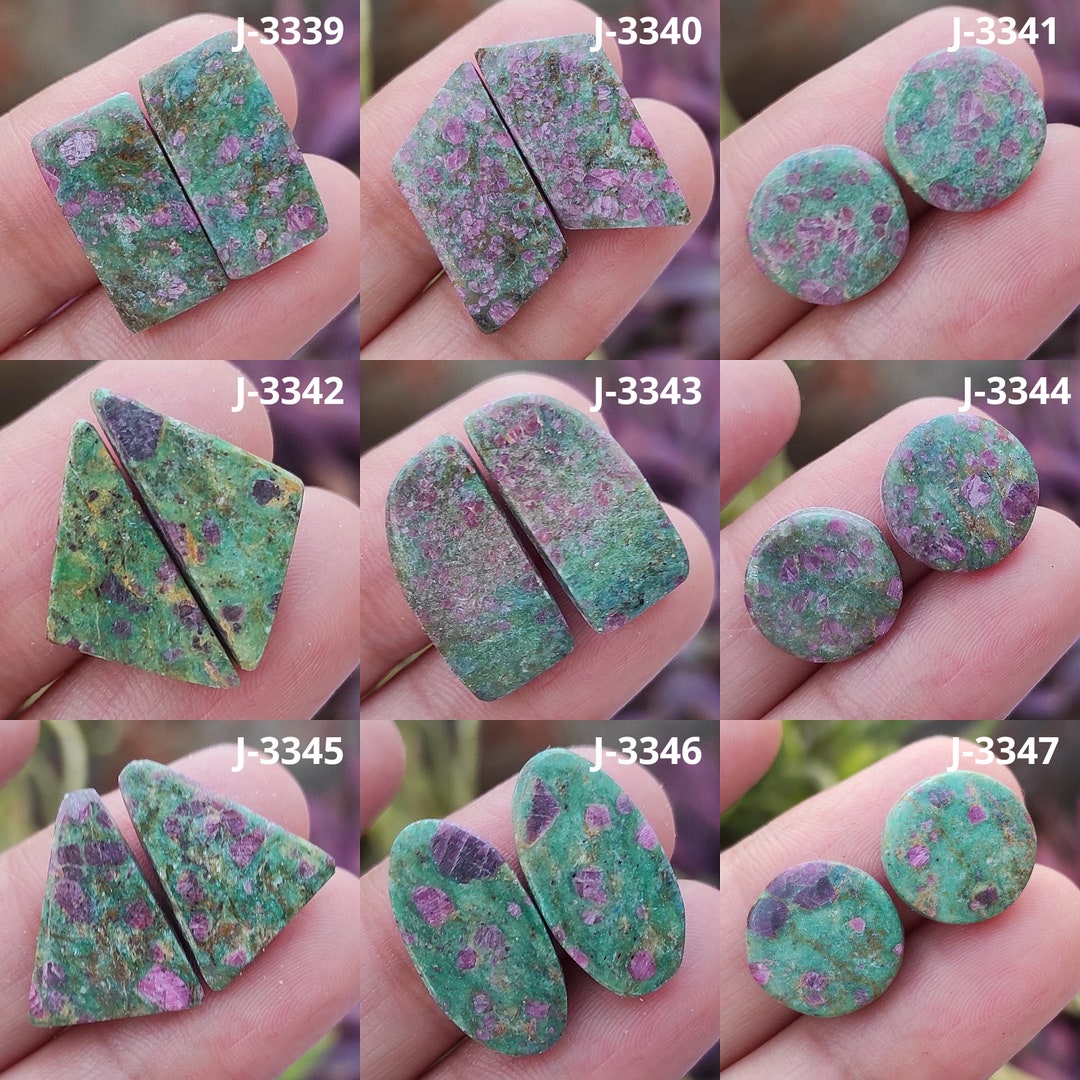 Top Ruby Fuchsite Gemstone Pairs, Green Ruby Fuchsite Stone, Matching ...