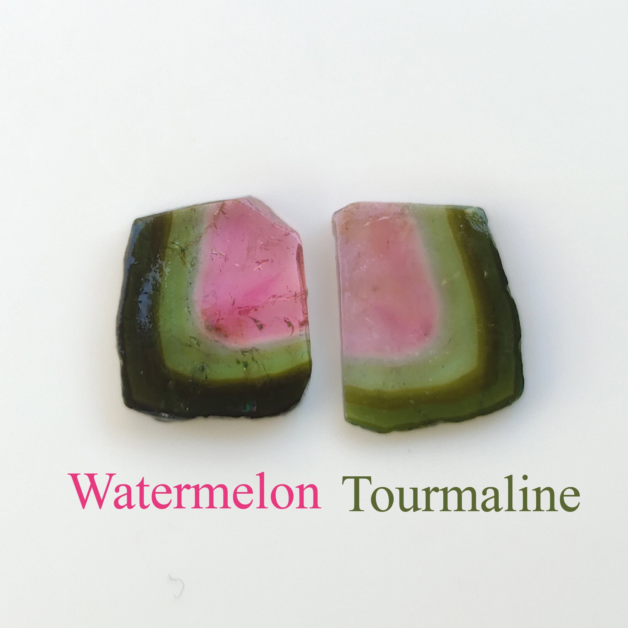Natural Watermelon Tourmaline Pair, Polished, Matched Pairs Slice for ...