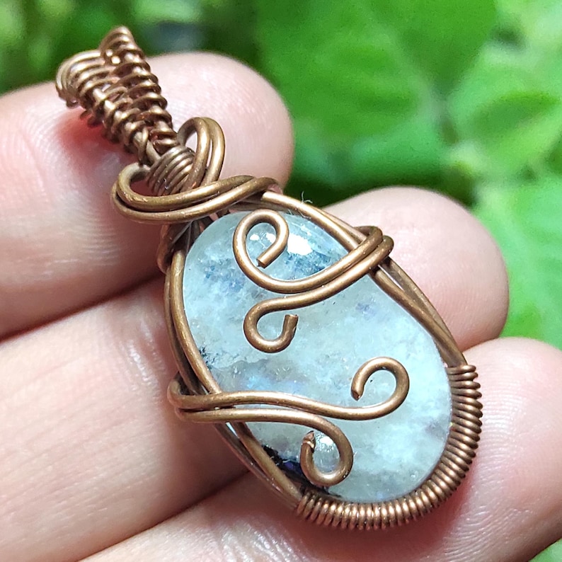 Copper Wire Wrapped Gemstone Pendant: Handmade Stone Jewelry - Etsy