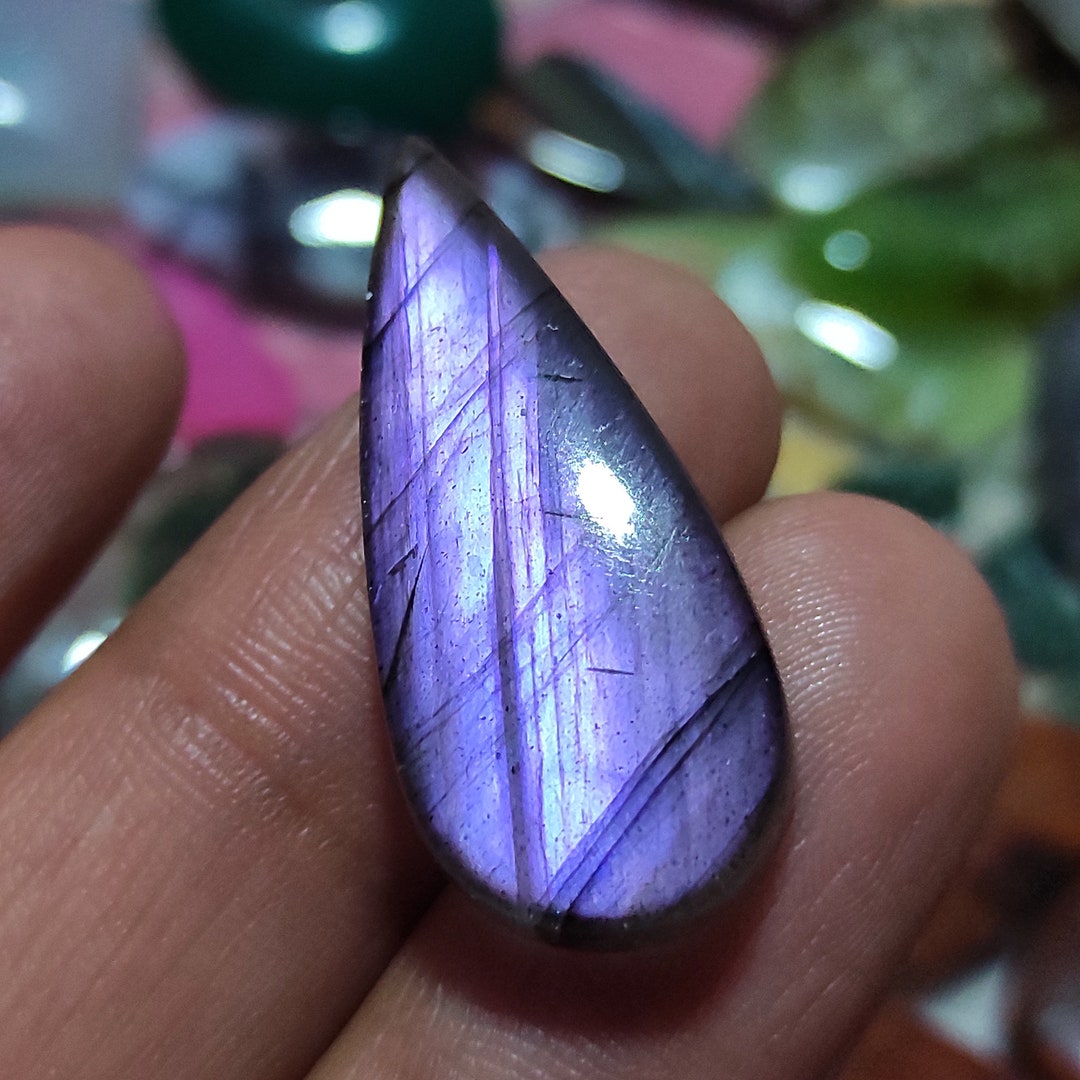 Purple Fire Labradorite Cabochon, Pear Shape Labradorite, Purple ...