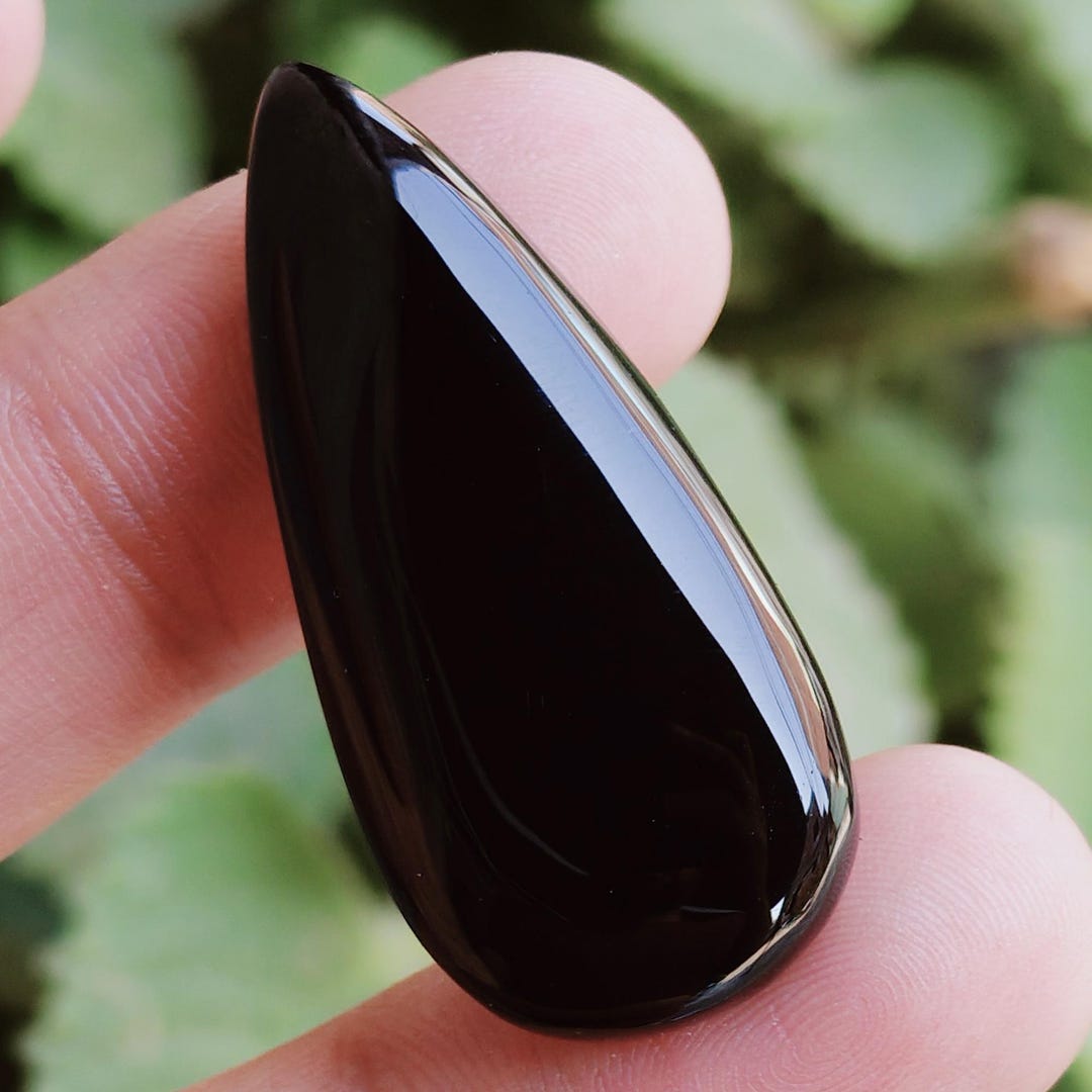 Natural Black Onyx Cabochon, Pear Shape Onyx Gemstone, Onyx Crystal ...