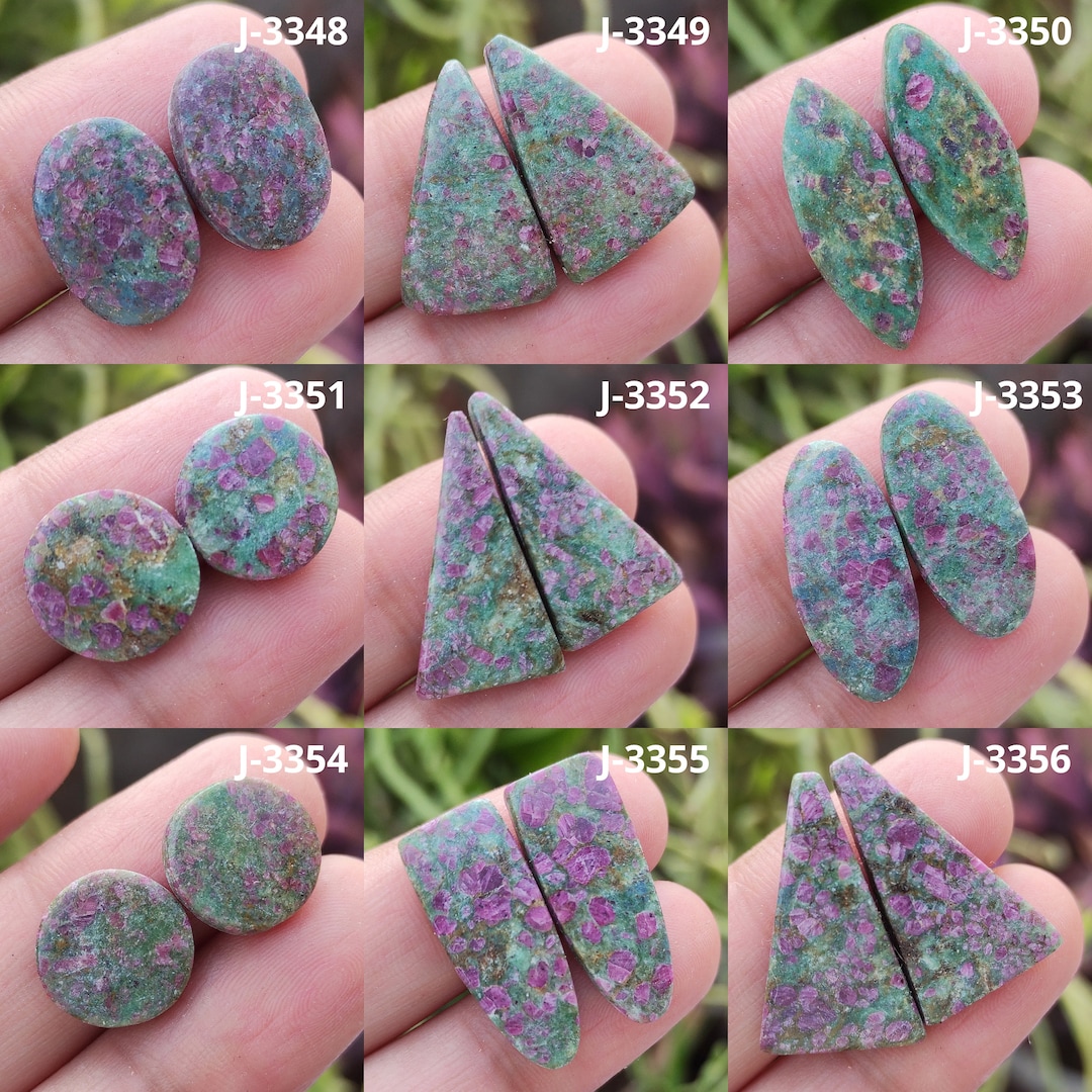 Best Ruby Fuchsite Gemstone Pairs, Green Ruby Fuchsite Stone, Matching ...