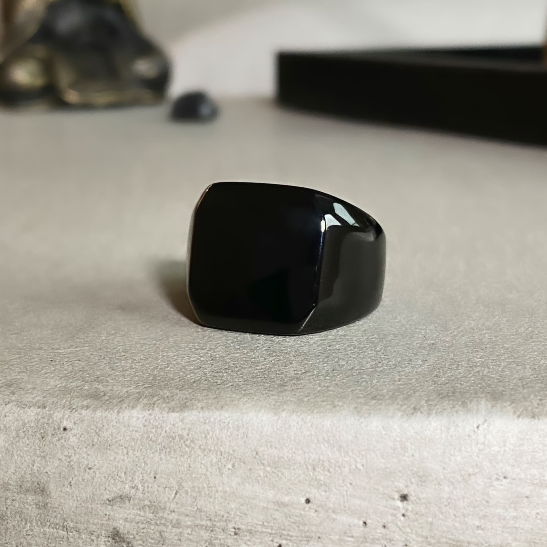 Black Ring for Men Black Signet Ring Polished Sleek Black Ring - Etsy