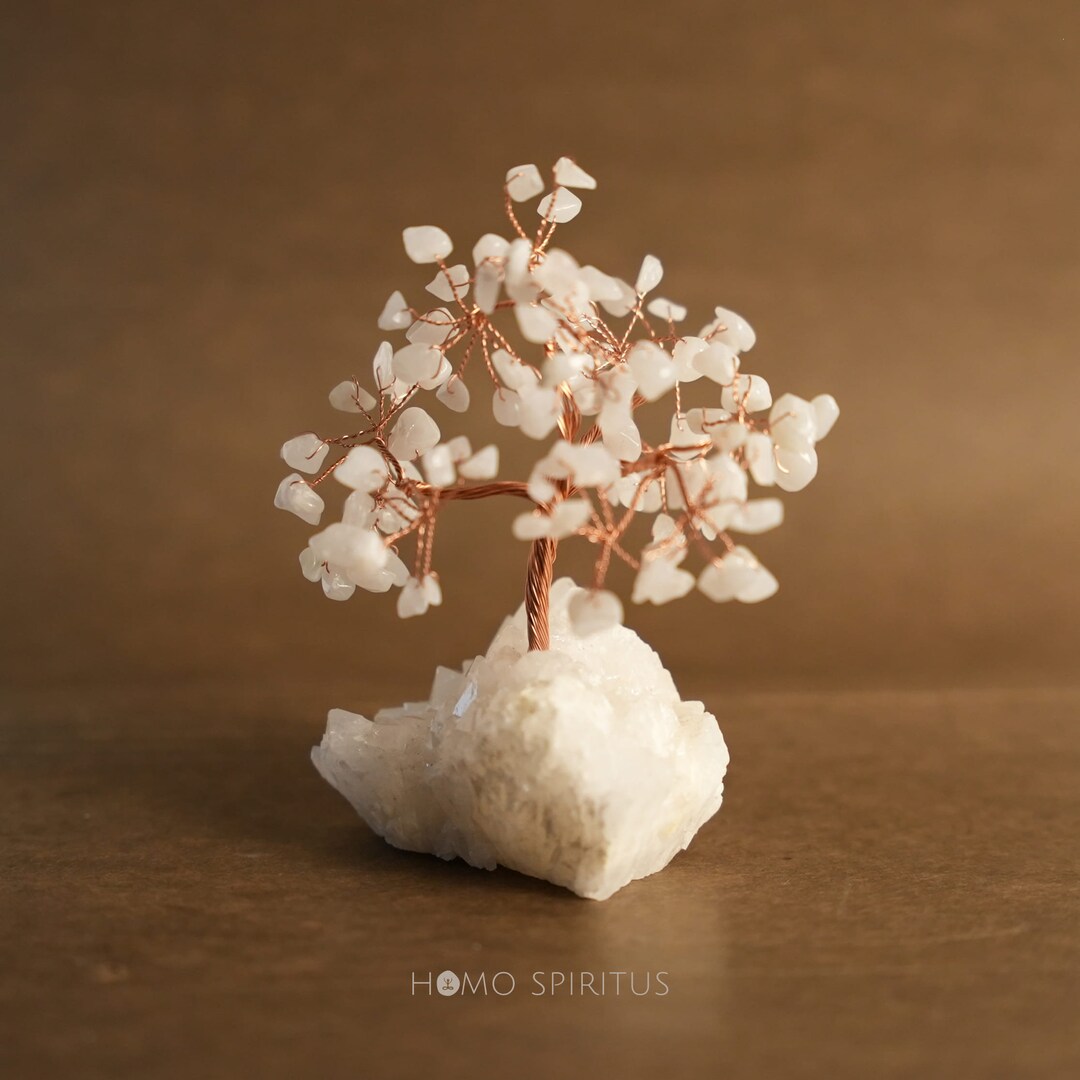 White Crystal Tree of Life Clear Quartz & White Agate Gemstone Tree ...