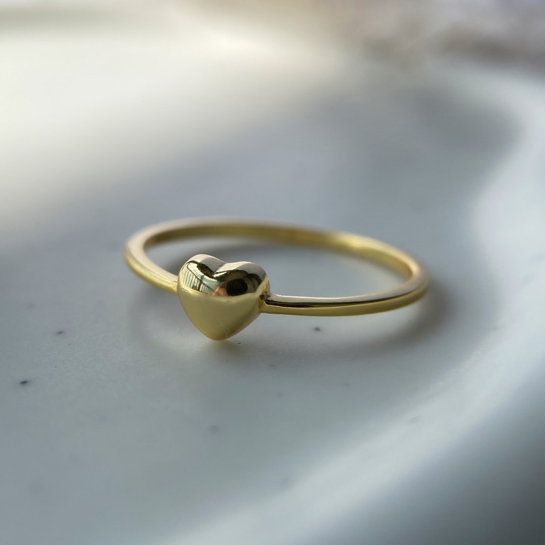 Gold Heart Ring 18k Dainty Heart Ring Cute Small Heart Ring 18k Gold ...