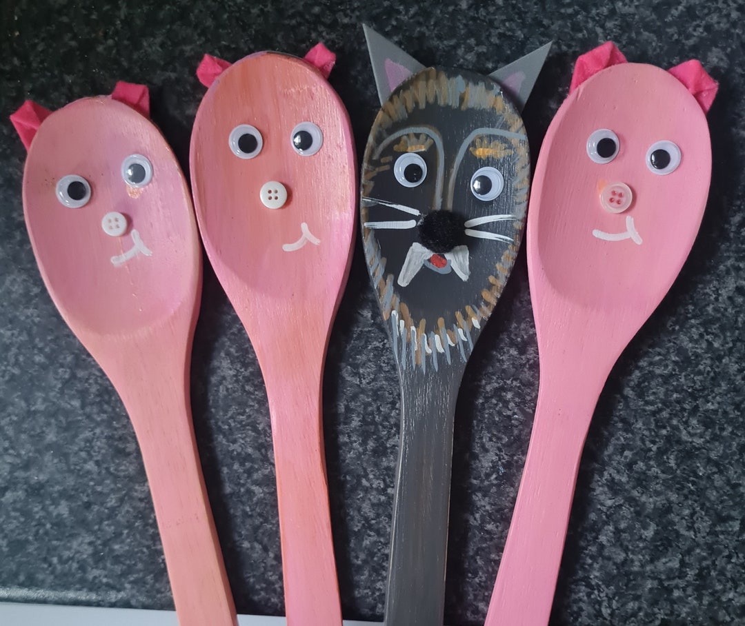 Three Little Pig's Wooden Story Spoons©teacher Resource - Etsy
