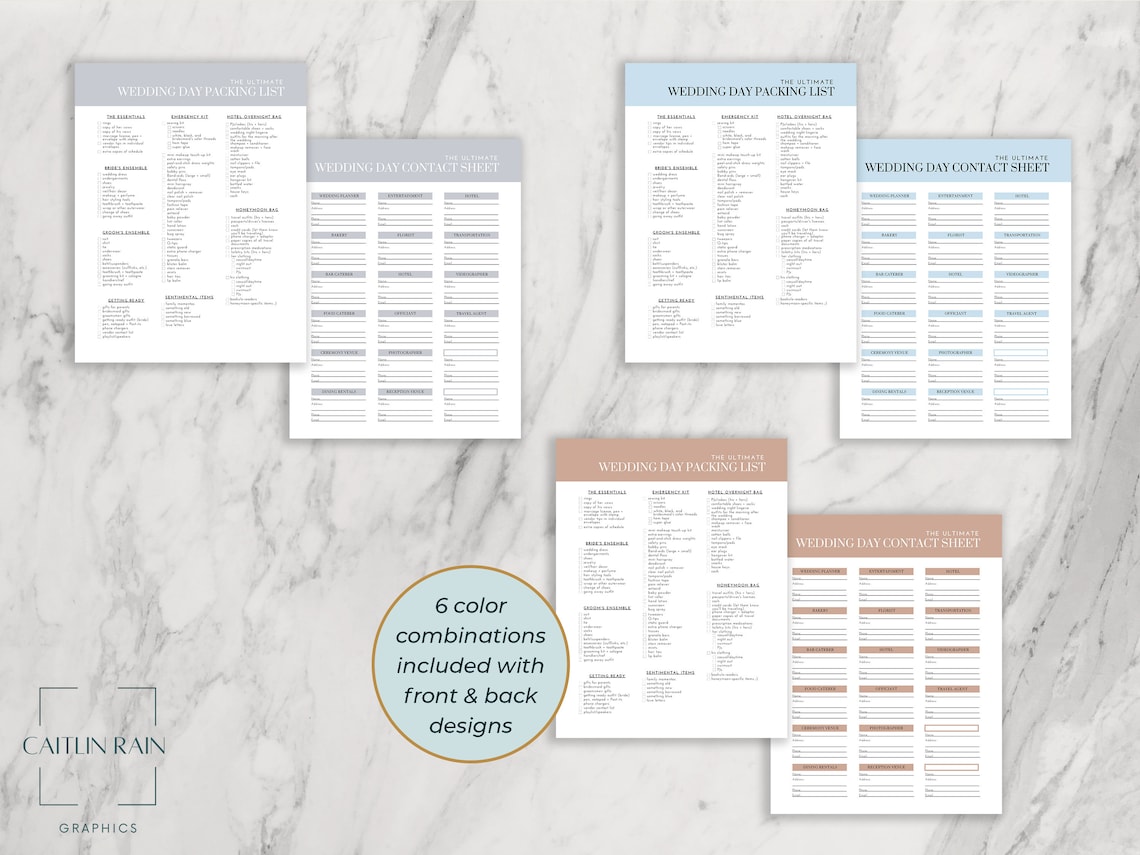 Ultimate Wedding Day Packing List Simple Minimalist Wedding - Etsy