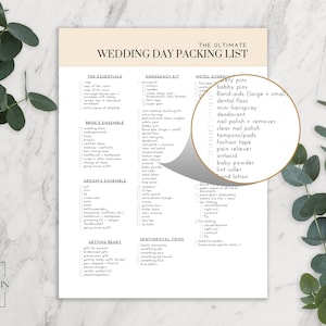 Ultimate Wedding Day Packing List, Simple Minimalist Wedding Planner ...