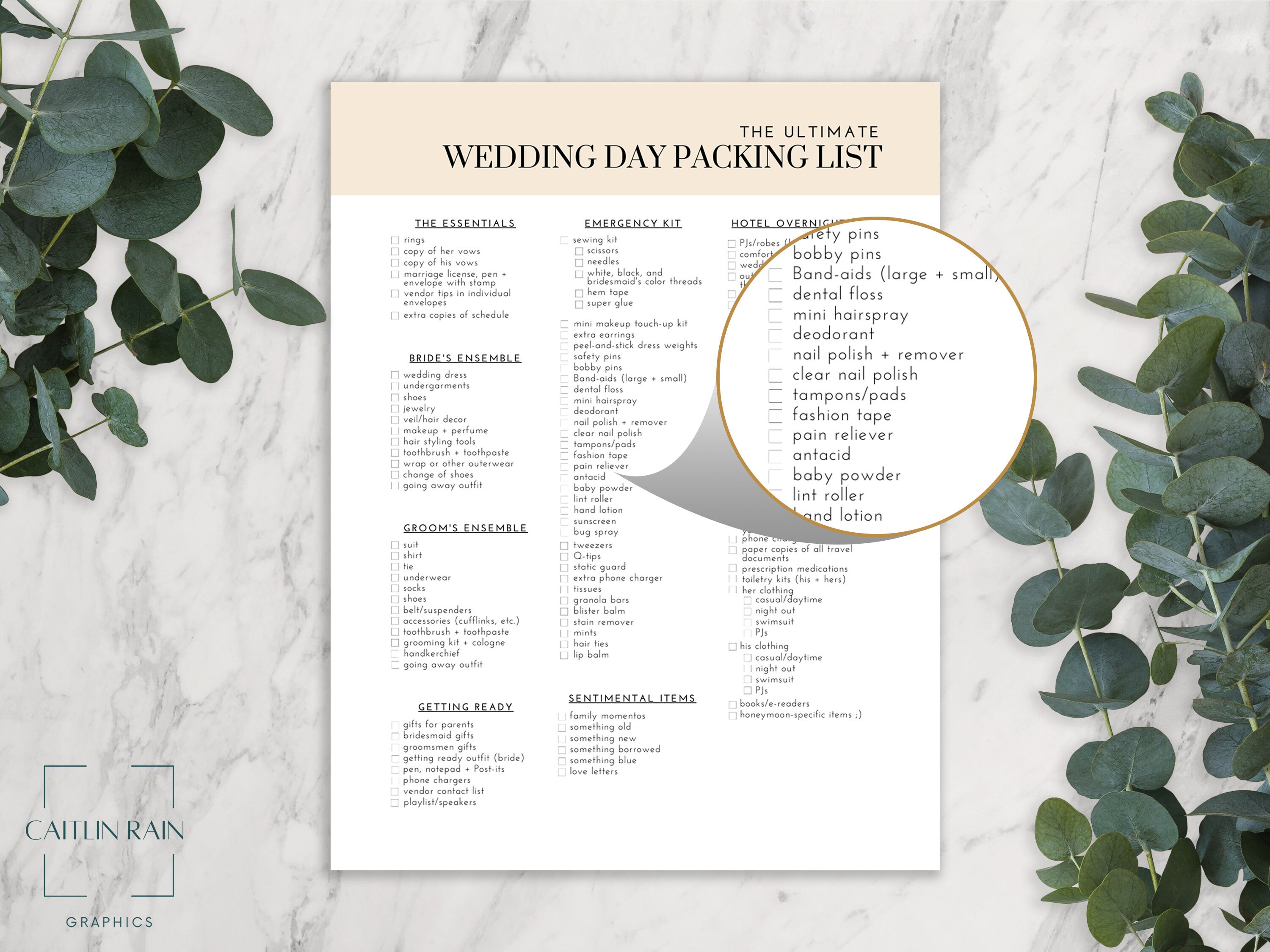 Ultimate Wedding Day Packing List, Simple Minimalist Wedding Planner ...
