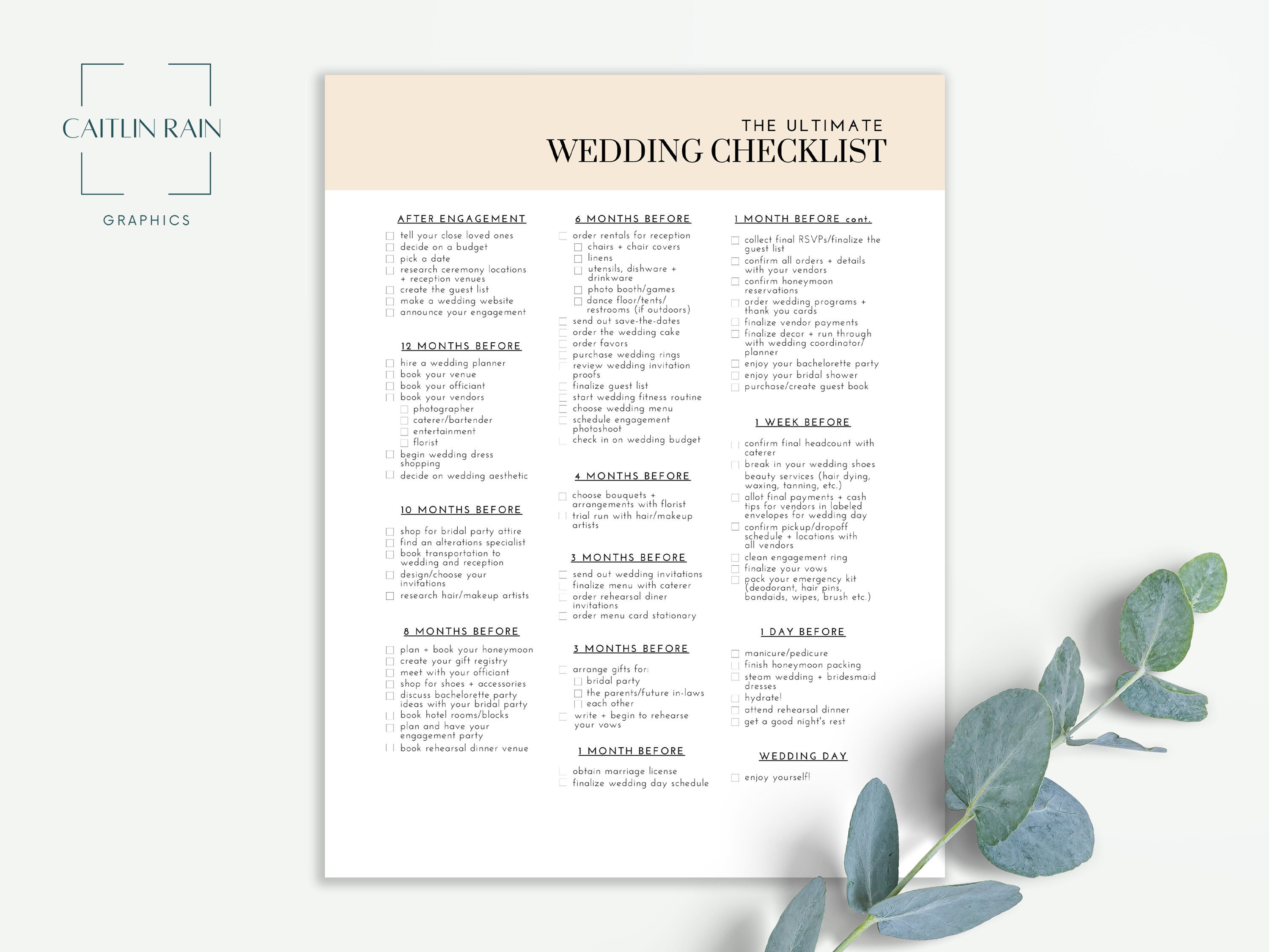 Ultimate Wedding Checklist Simple Minimalist Wedding Planner - Etsy