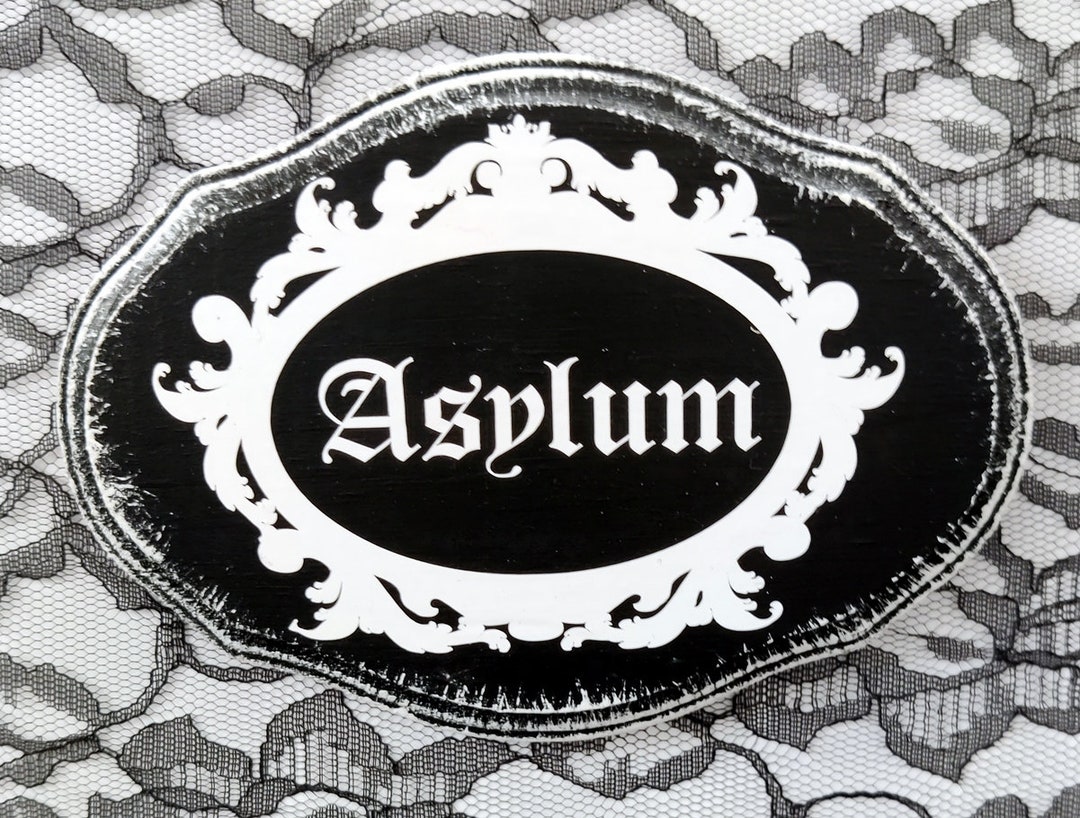 Gothic Sign, Asylum Sign, Horror Decor, Shelf Sign, Wall Sign, Wood ...
