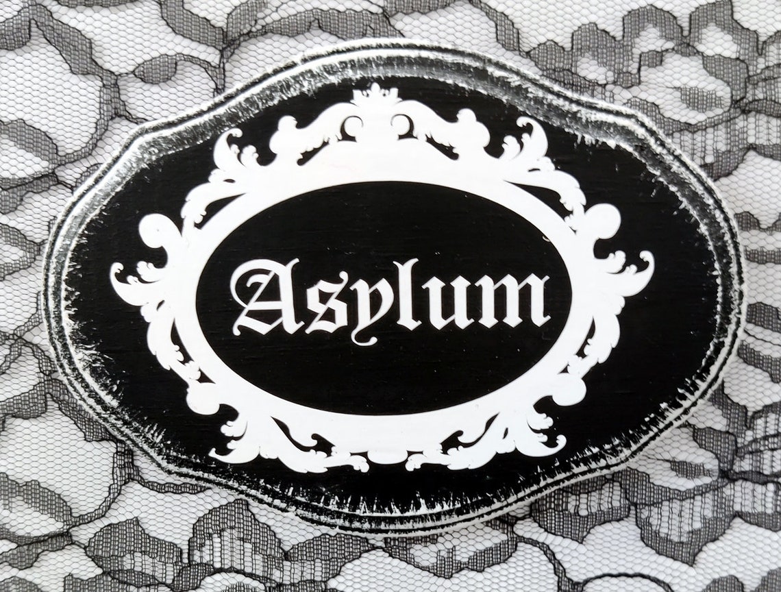 Gothic Sign, Asylum Sign, Horror Decor, Shelf Sign, Wall Sign, Wood ...