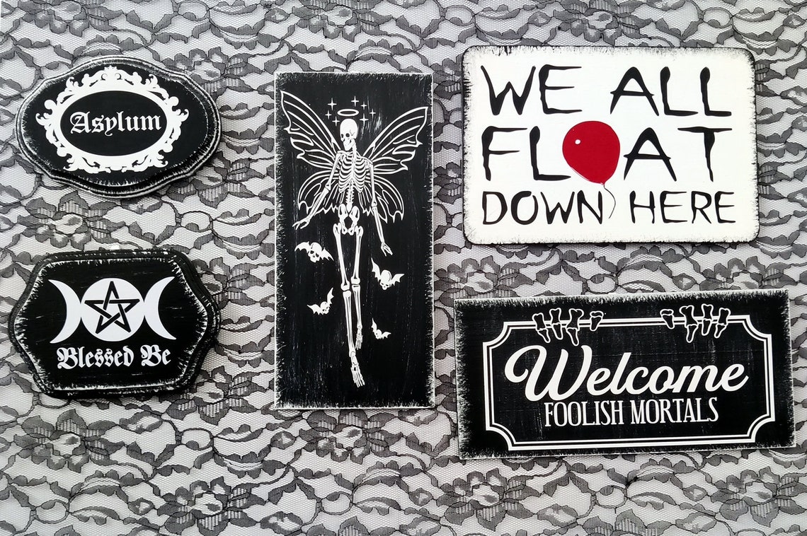 Gothic Sign, Asylum Sign, Horror Decor, Shelf Sign, Wall Sign, Wood ...