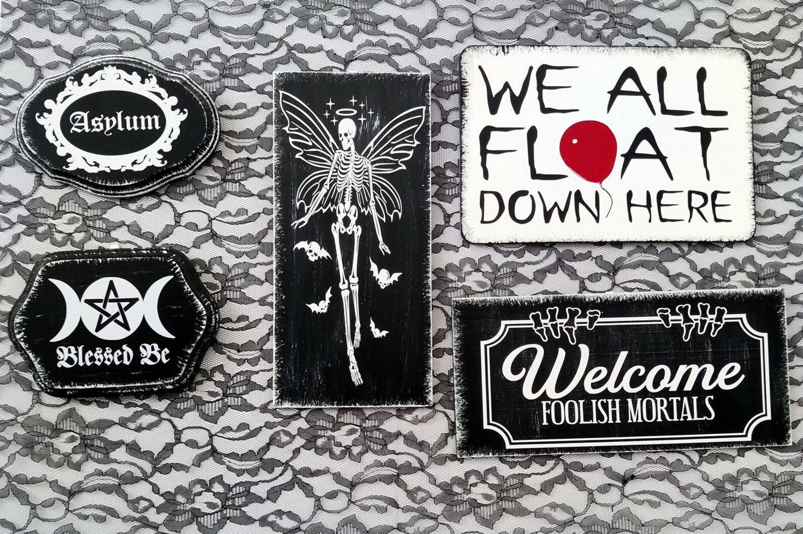 Gothic Sign, Asylum Sign, Horror Decor, Shelf Sign, Wall Sign, Wood ...