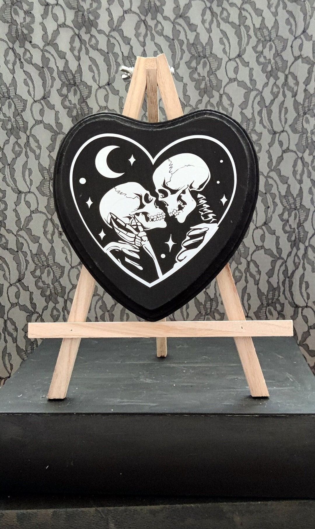 Gothic Wood Sign, the Lovers, Skelton Art, Goth Wall Art, Gothic Shelf ...