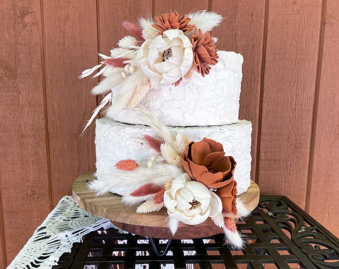 Cream Peony Cake Topper Dahlia Cake Topper Neutral Color Floral Cake ...