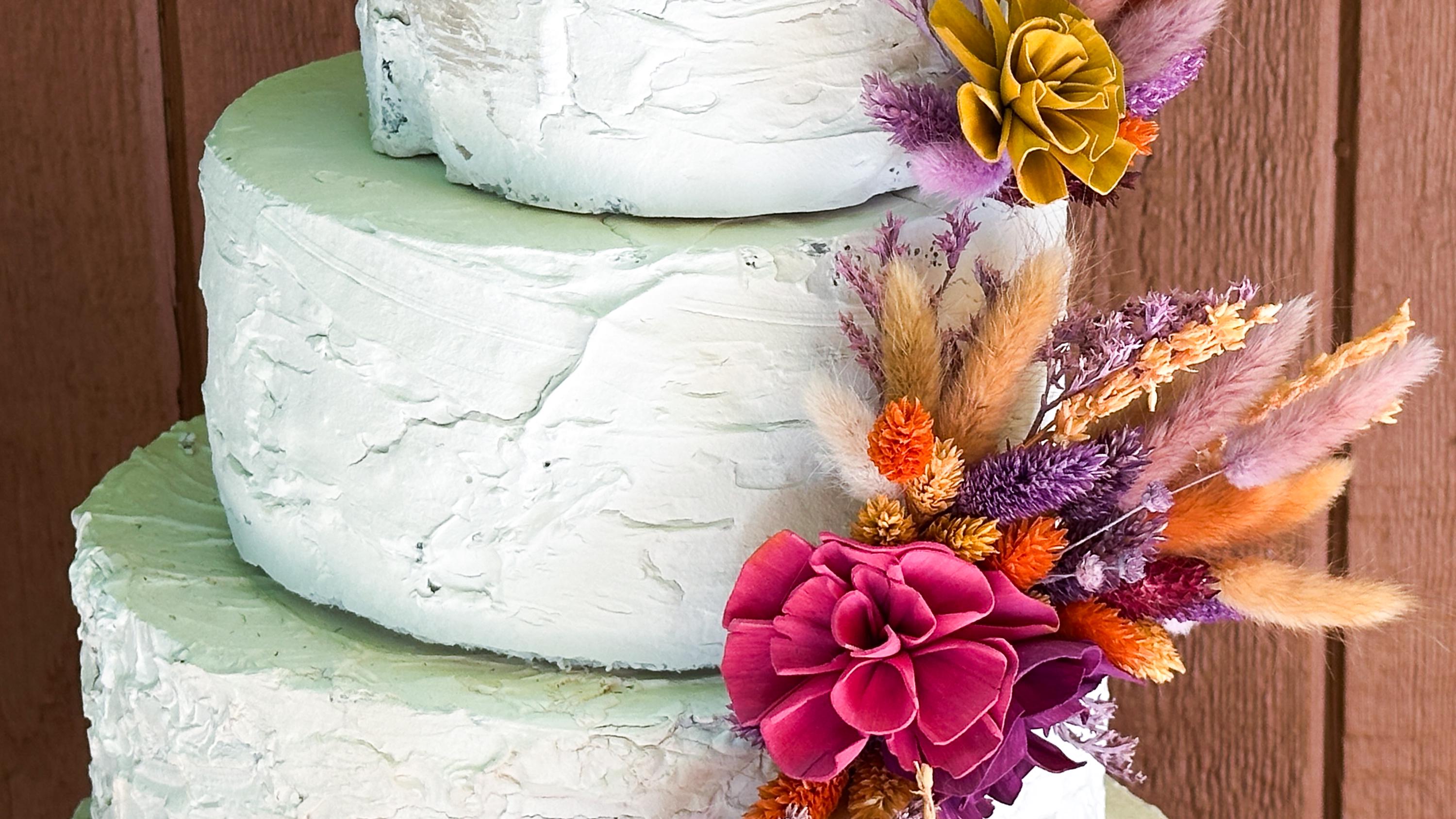 Boho Cake Flowers in Fuchsia, Orange & Purple, for Rustic Wedding ...