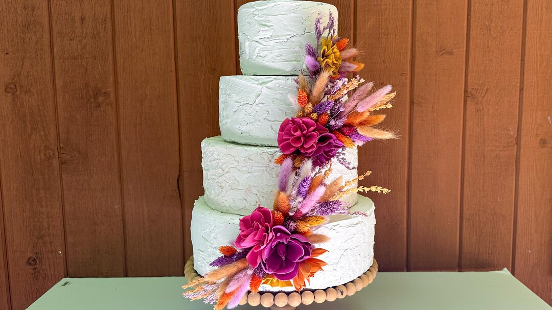 Boho Cake Flowers in Fuchsia, Orange & Purple, for Rustic Wedding ...