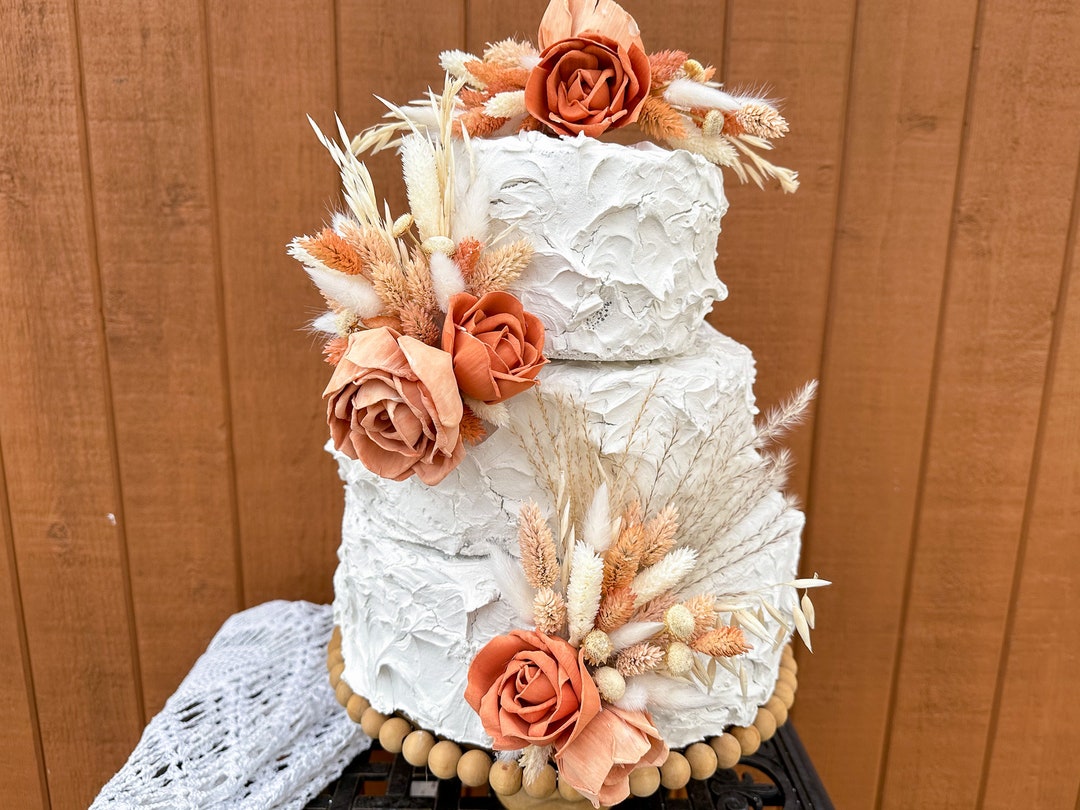 Boho Cake Flowers in Light Desert Rose Terracotta & Ivory, for Wedding ...