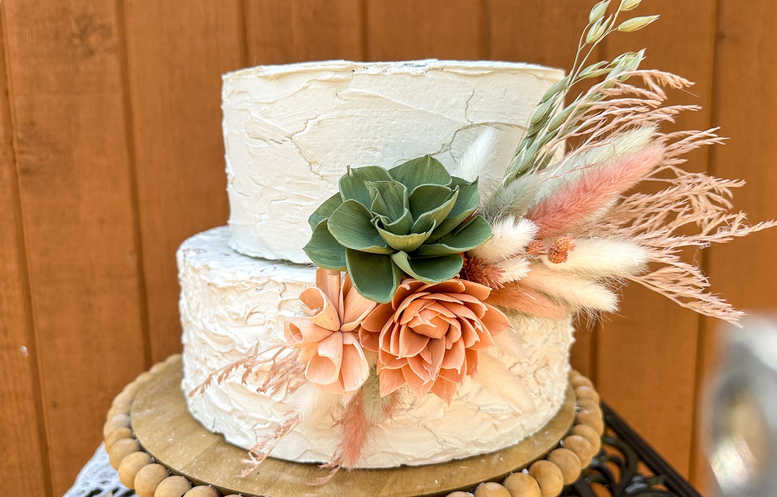 Boho Cake Flowers in Peach, Green & Light Terracotta, Dried Floral for ...