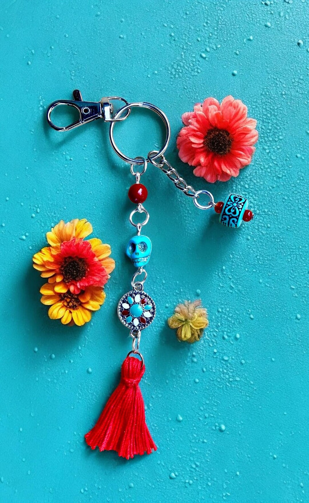 Festival Skull Keychain/bag Charm #2A - Etsy
