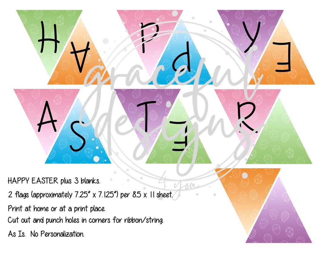 Happy Easter Pennant Banner, Easter, Eggs, Digital, Spring - Etsy