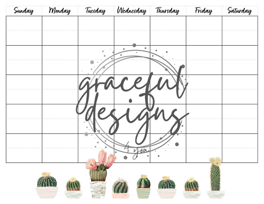 Monthly Planner Page, Undated, Cactus, Printable, Digital Download - Etsy