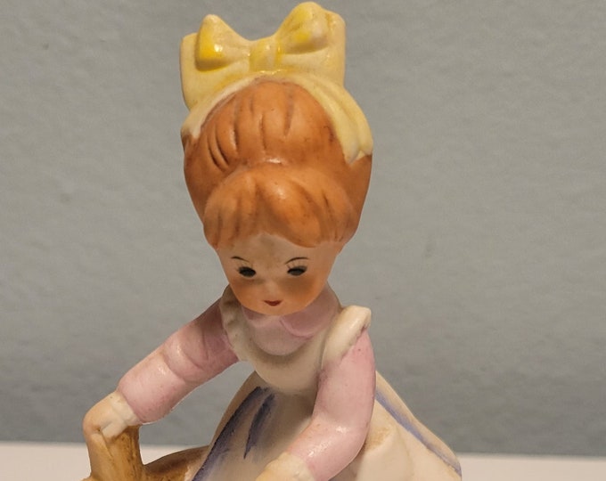 Vintage Lefton May Girl Figurine Watering Flowers - Etsy