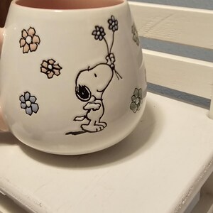 Peanuts Snoopy & Flowers White and Pink 20 Oz Mug - Etsy