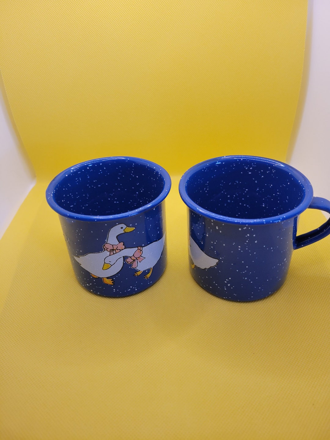 Vintage Blue Metal Enamel Coffee Cups (2) - Etsy