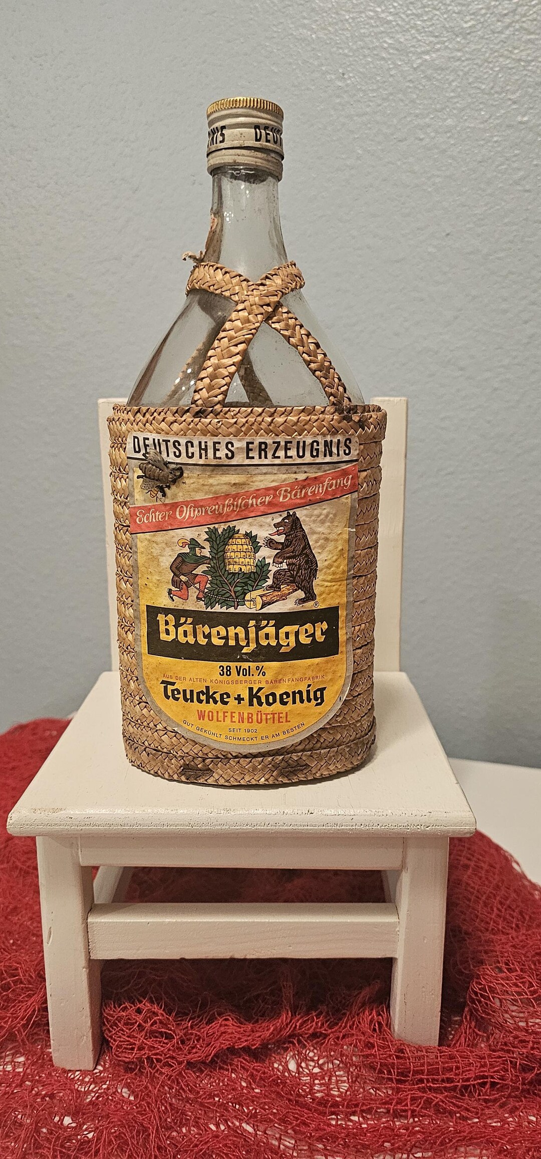 Barenjager Honey Liqueur Bottle With Woven Straw Wrap Germany - Etsy