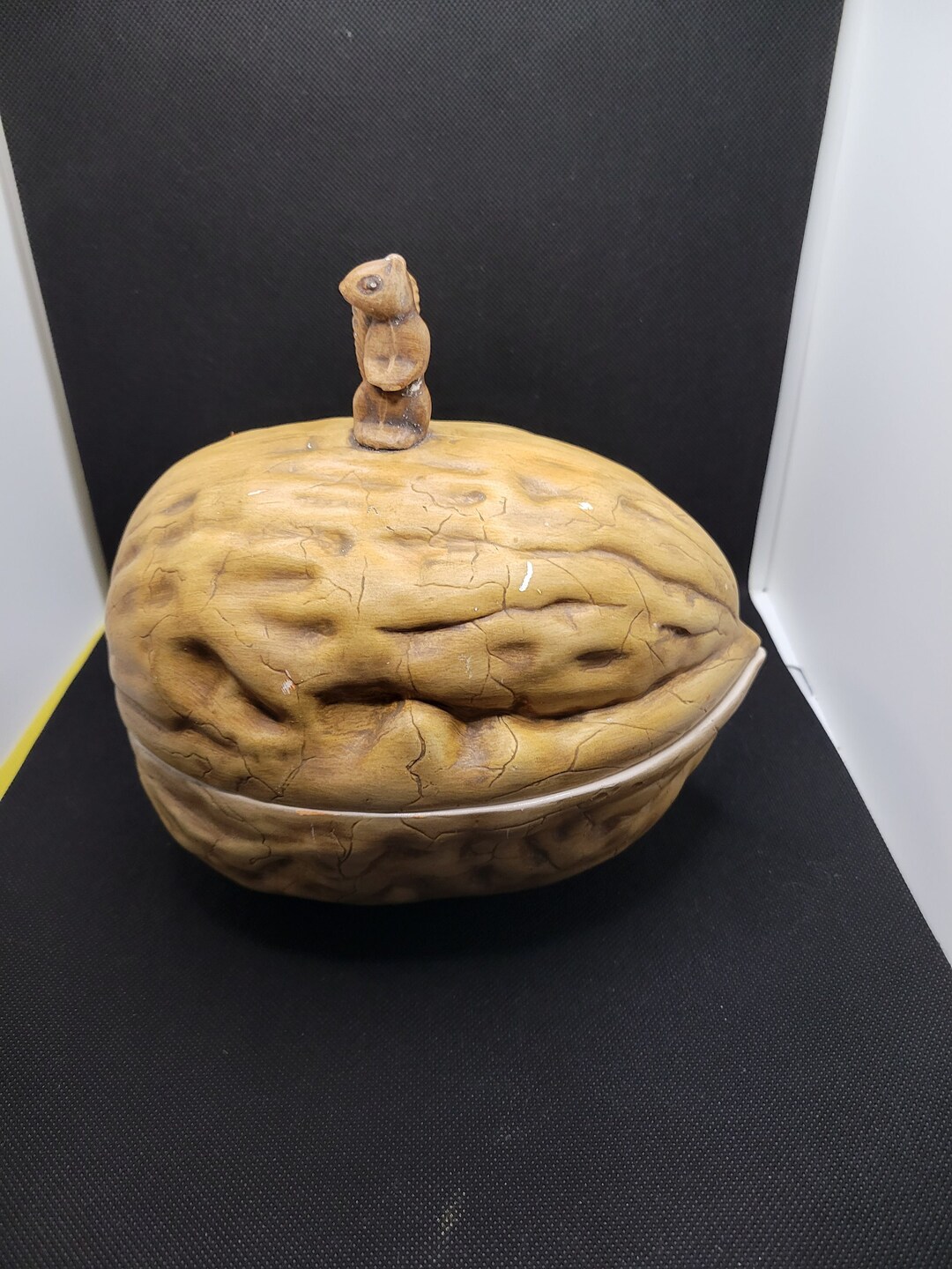 Vintage Ceramic Nut Dish Walnut Shaped With Squirrel on Top - Etsy