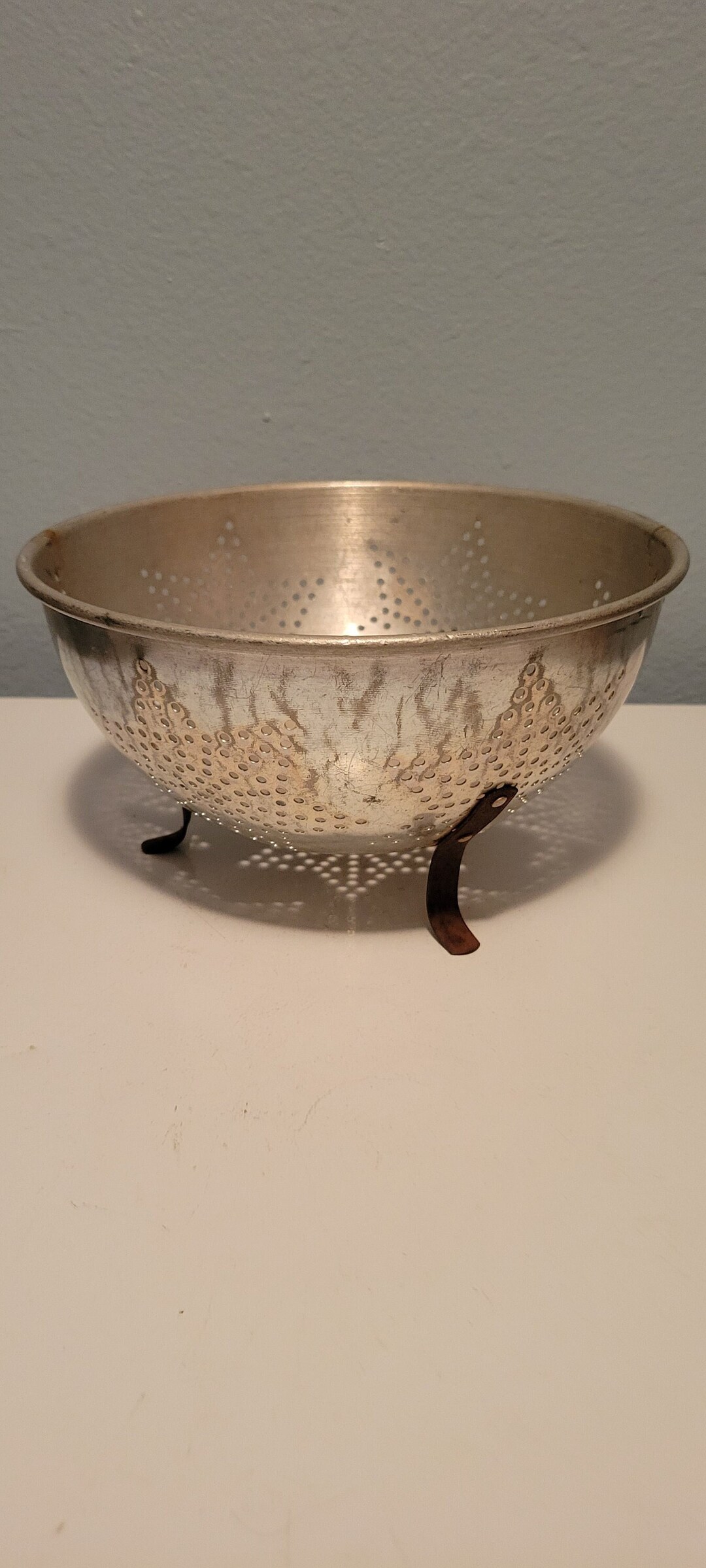 Vintage Metal Colander Mirro Aluminum Strainer Sieve Metal Star Design ...