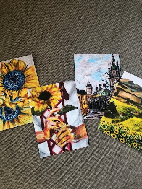 Set of 4 Ukraine-themed Folded Cards With Envelopes, 5 X 7, Blank ...