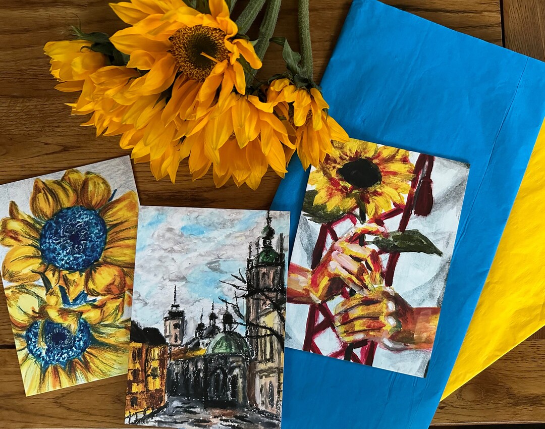 Set of 3 Ukraine-themed Folded Cards With Envelopes, 5 X 7, Blank ...