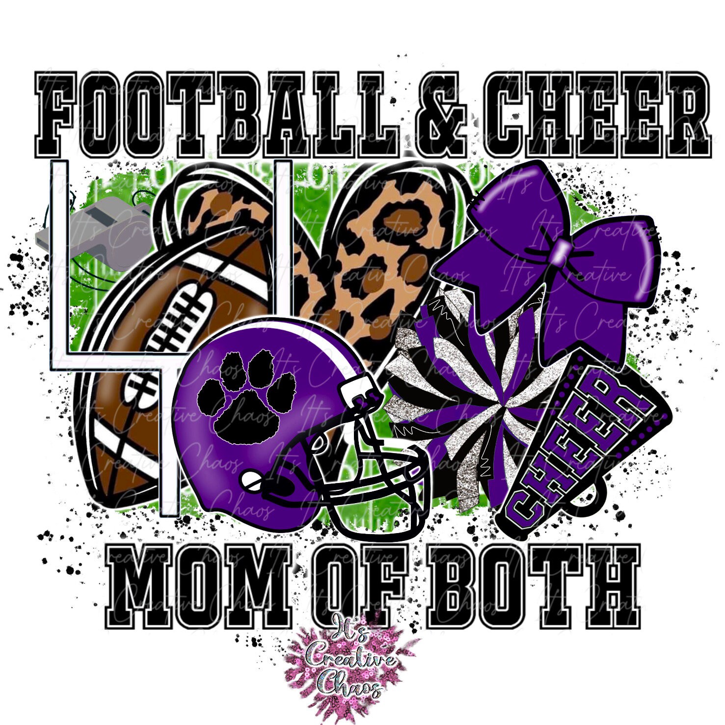 Purple & Black, Cheer, Football, Mom of Both, Png, Digital File, Sports ...