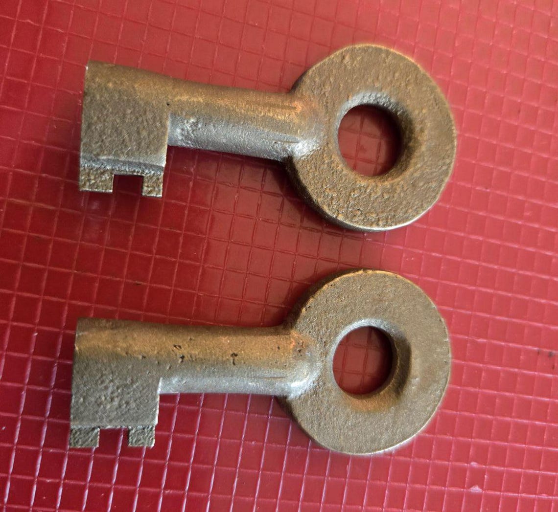 Lot of 2 ADLAKE Brass Hollow Barrel Railroad Keys Free S/H LU - Etsy