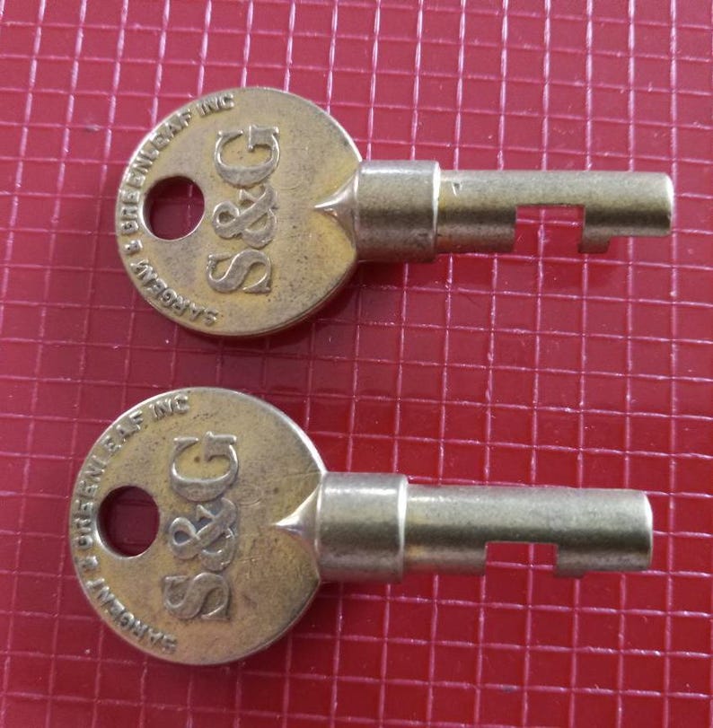 Lot of 2 Sargent & Greenleaf 107A High Security Padlock Keys Free S/H ...