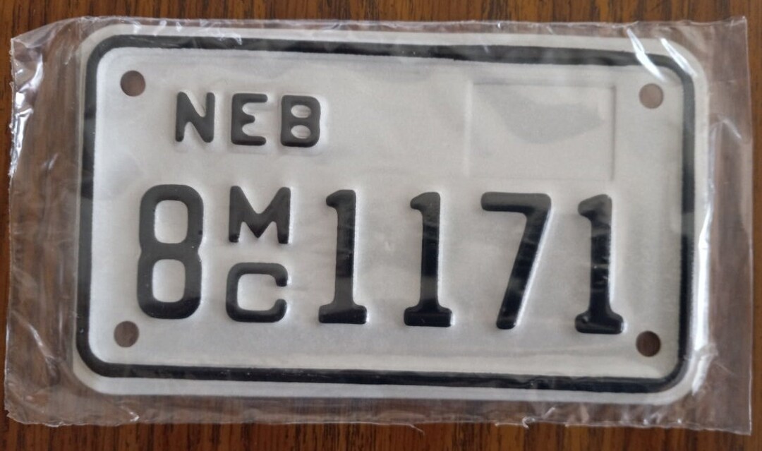 1990's Nebraska Hall County Unissued Motorcycle License Plate ~ Free S ...
