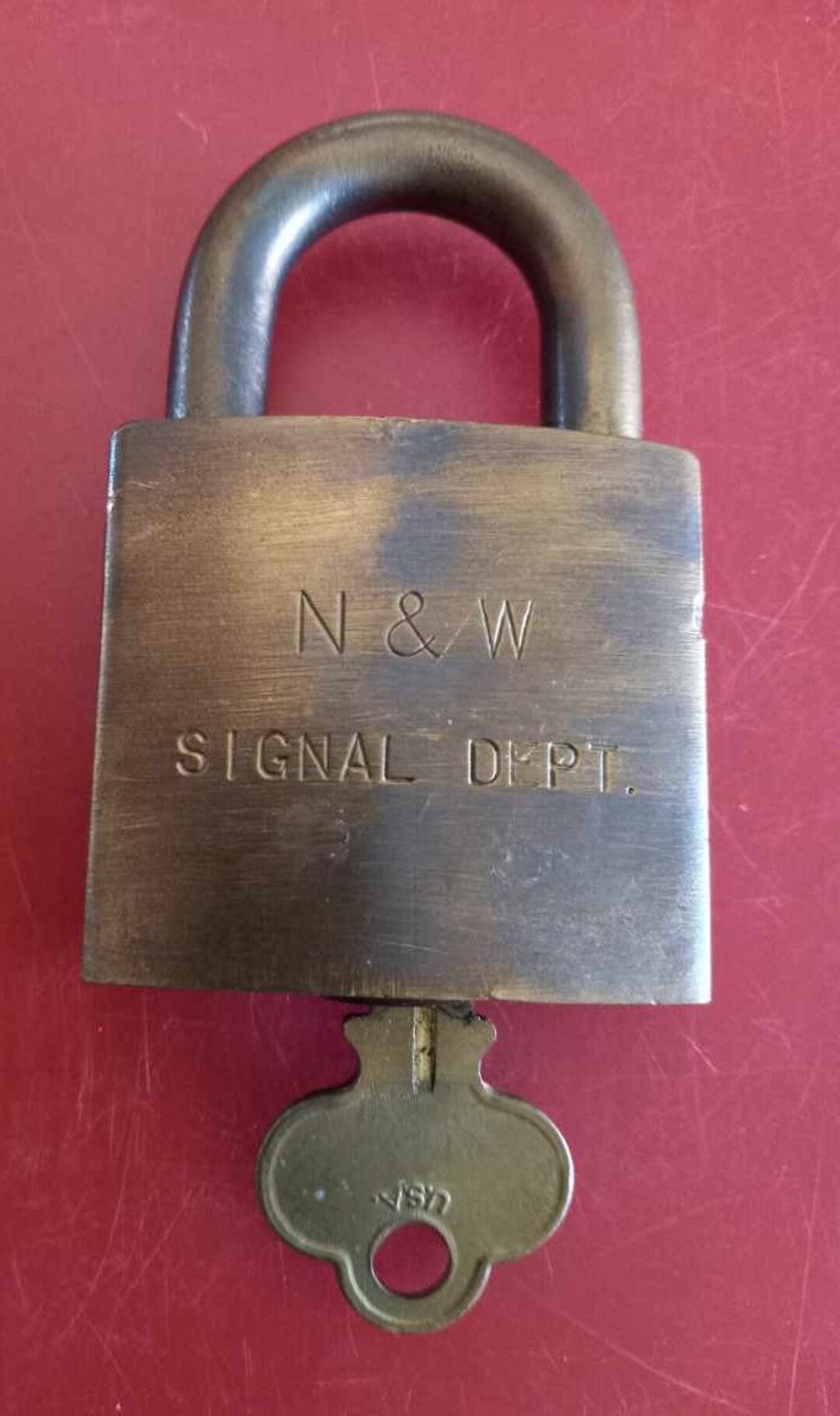 Brass N&W Signal Dept. Padlock and Key Free S/H square251 - Etsy