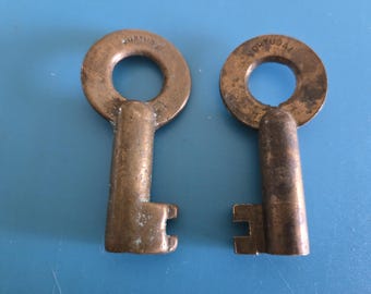 Lot of 2 ADLAKE Brass Hollow Barrel Railroad Keys ~ Free S/H #LU - Etsy