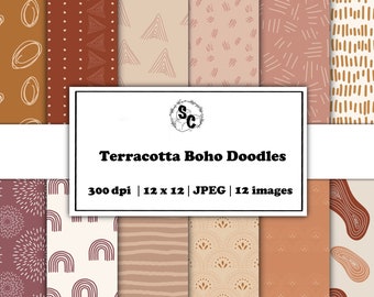 Neutral Boho Digital Paper Doodles Scrapbook Paper Boho Seamless ...