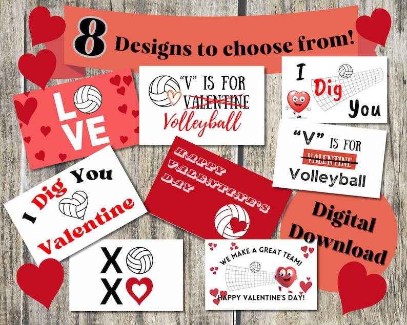 Volleyball Valentine Day Cards; Good for Kids, Friends, Classmates and ...