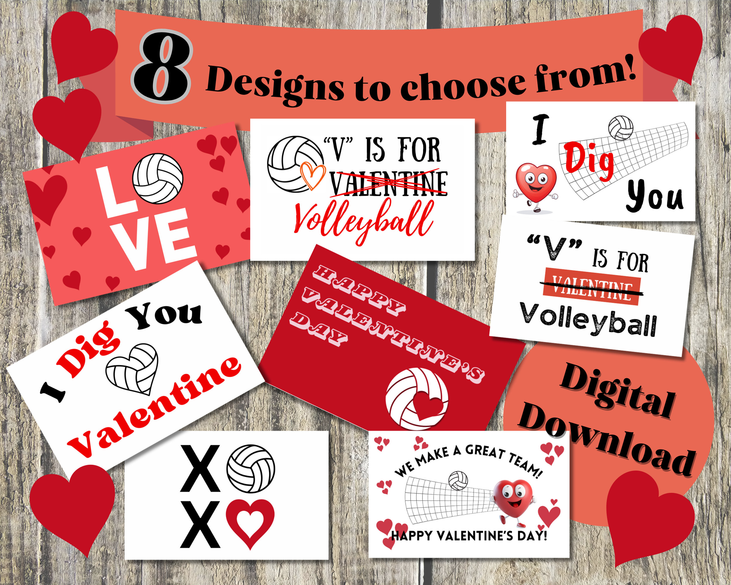 Volleyball Valentine Day Cards; Good for Kids, Friends, Classmates and ...