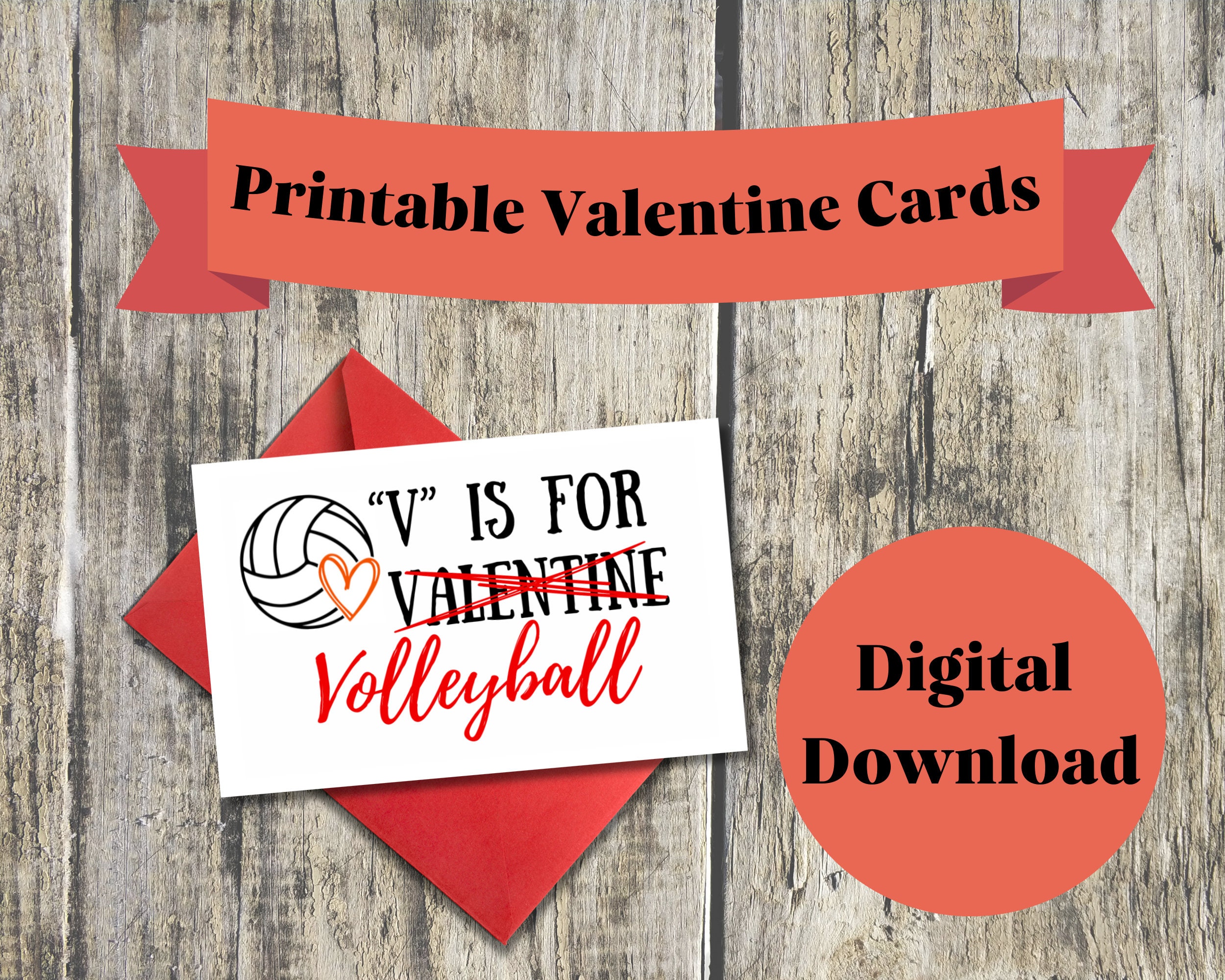 Volleyball Valentine Day Cards; Good for Kids, Friends, Classmates and ...