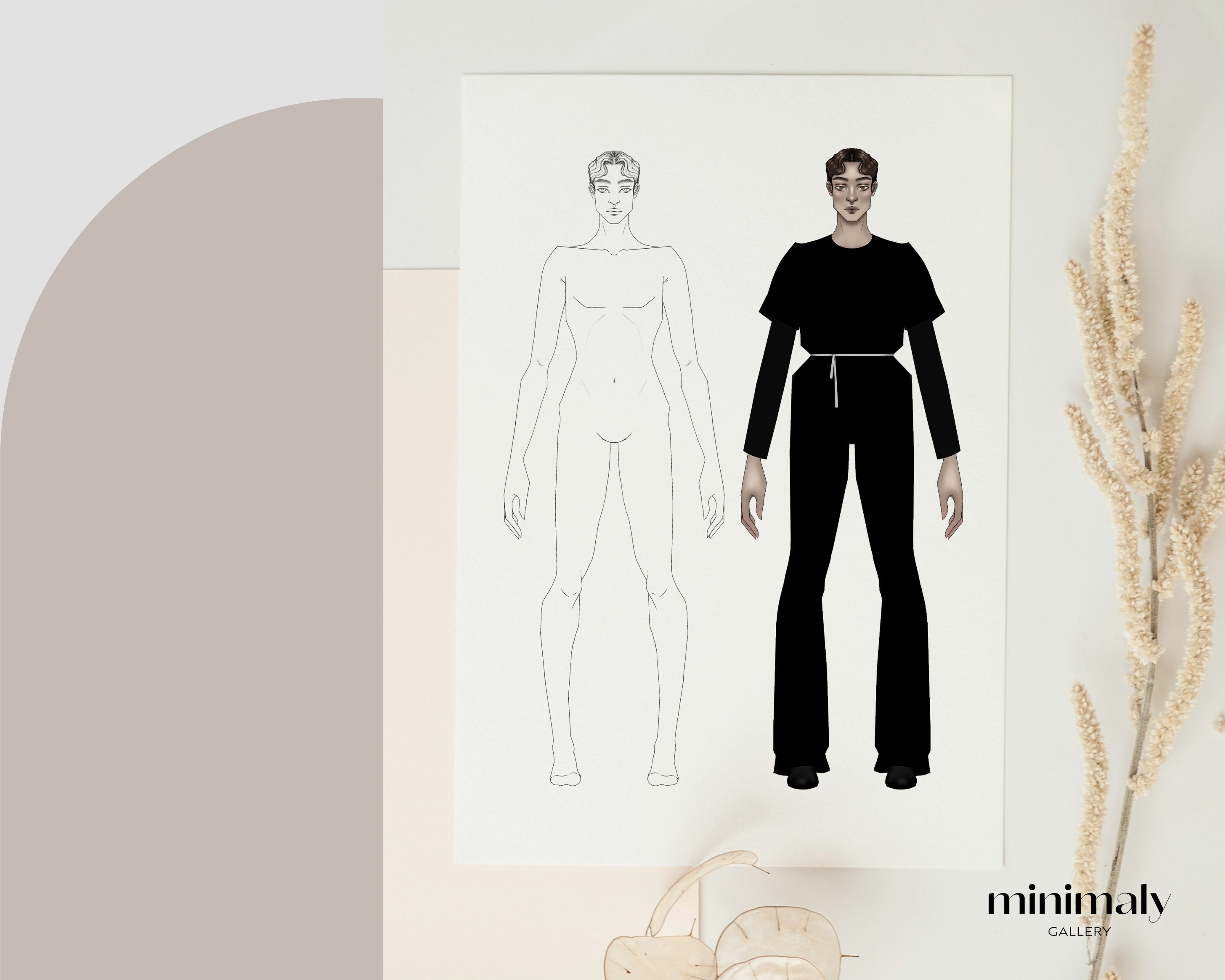 Male Fashion Figure Template - 9 Heads Mens Fashion Croquis - Male ...