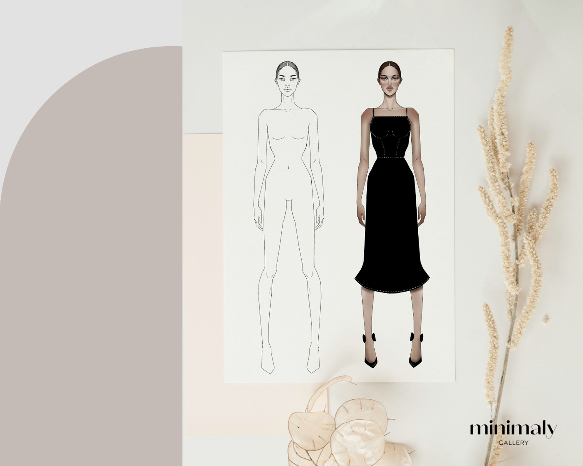 Fashion Figure Template - 9 Heads Fashion Croquis - Female Standing ...